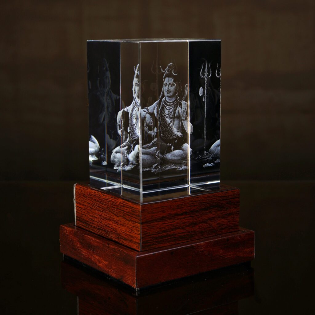 3D Shiva crystal with an LED light base.